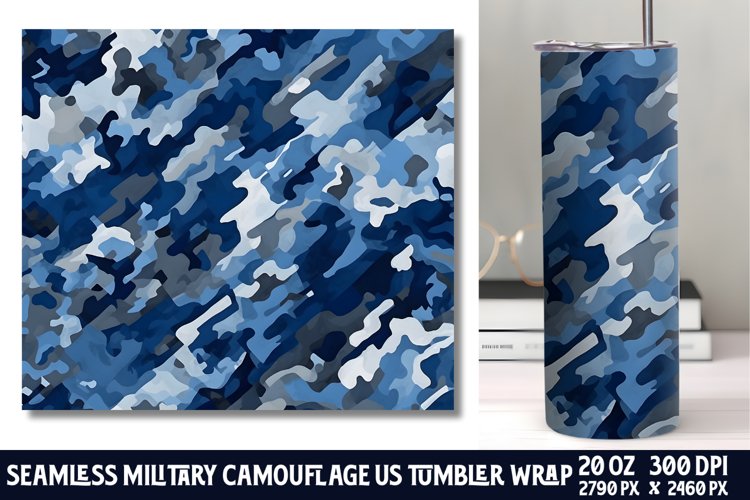 Seamless Military Camouflage US Tumbler Wrap