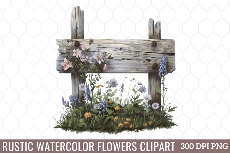Watercolor Rustic Flowers Clipart (3481977)