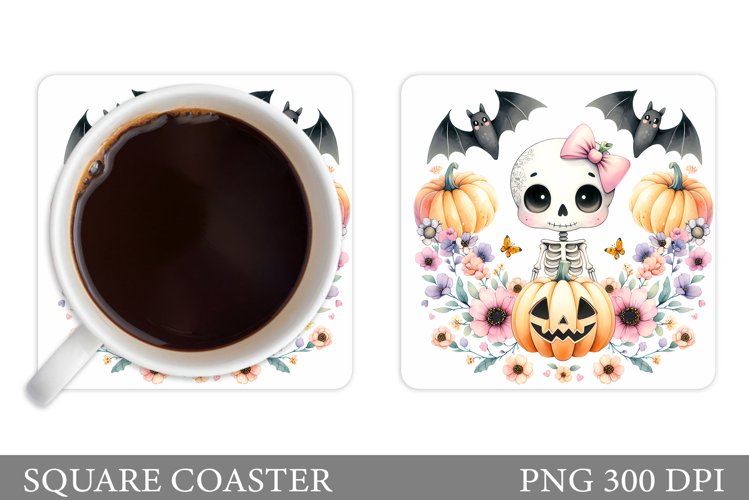 Cute Skeleton Coaster Design. Halloween Coaster (4318891)