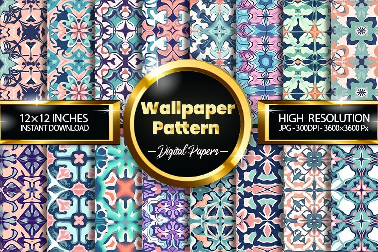 Wallpaper Pattern Digital Papers, Pattern Design (2856548)