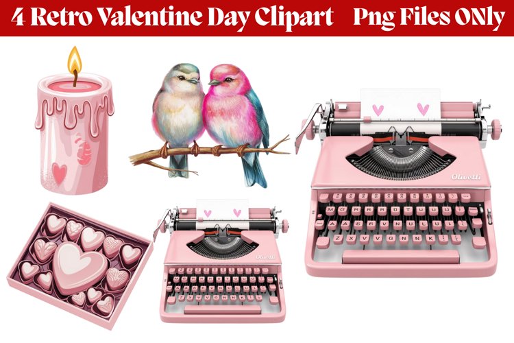 Retro Valentine Day Clipart PNG (5156791)