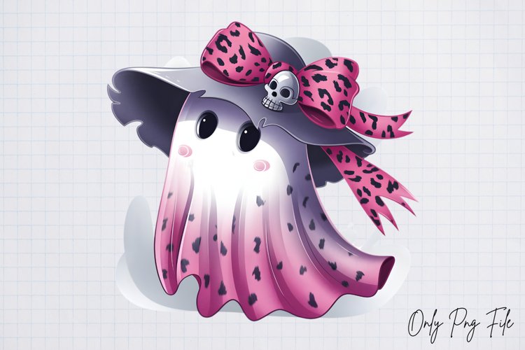 Watercolor Pink Halloween Ghost Clipart PNG (4649911)