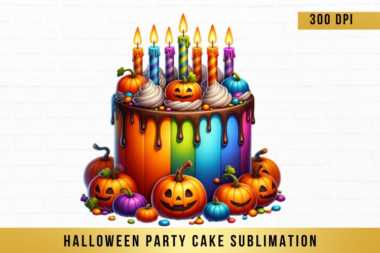 Watercolor Halloween Party Cake Clipart, Halloween Cake