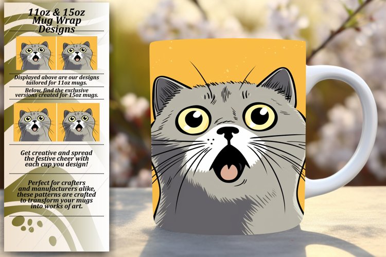 Curious Cat Mug Designs: Sublimation Artwork (2982176)