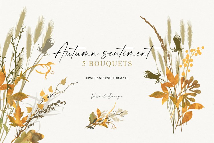 Autumn bouquets PNG, Fall bouquets with leaves and branches