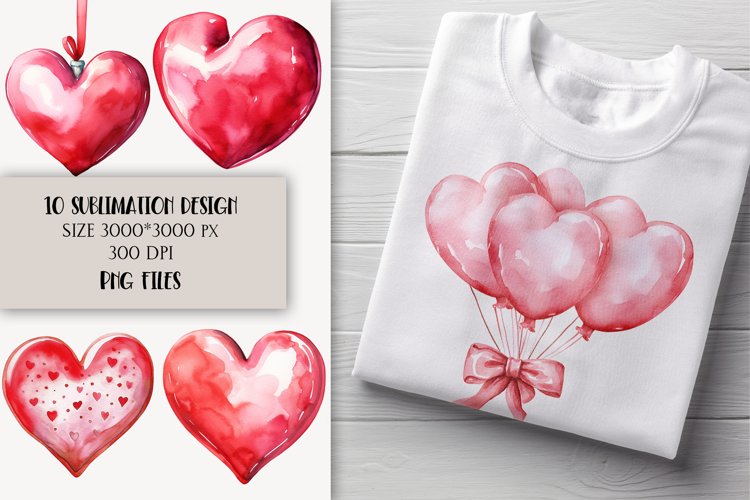 Watercolor Hearts Sublimation (3170642)