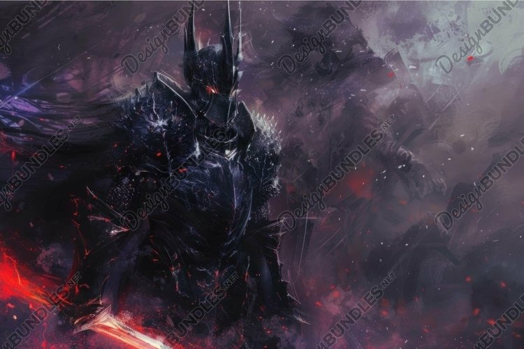 Dark fantasy warrior in battle