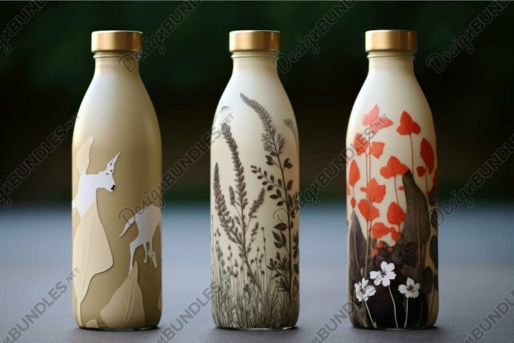 Decorative bottles with nature-inspired designs