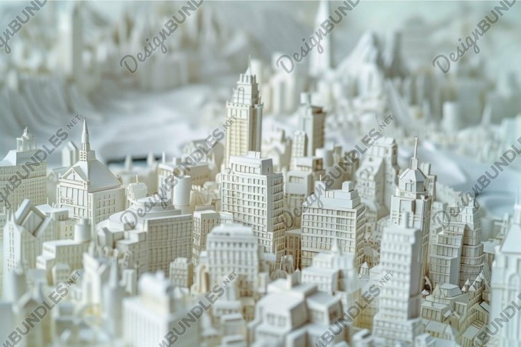 Miniature white city model showing urban development