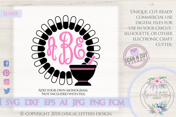 Pharmacy Monogram with Mortar and Pestle SVG Cut File LL182B (13612 ...