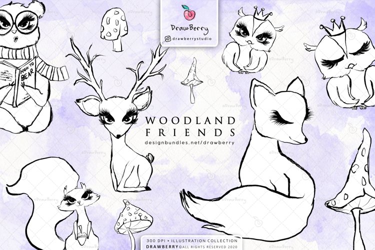 Woodland Animals Doodle Clipart | Drawberry CP029
