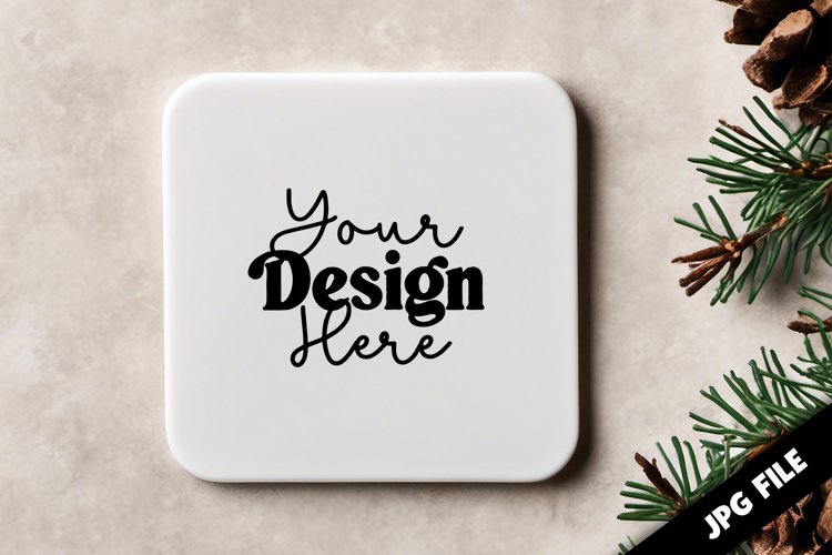 Square Coaster Christmas Mockup