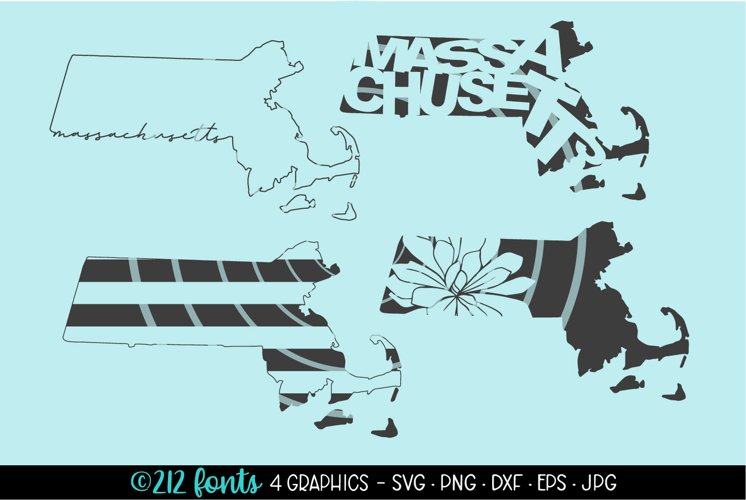 4 - Massachusetts State Map Graphic Cut File DXF PNG JPG SVG (333790 ...