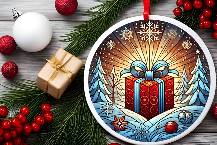 Round Christmas Ornament Sublimation|Clipart
