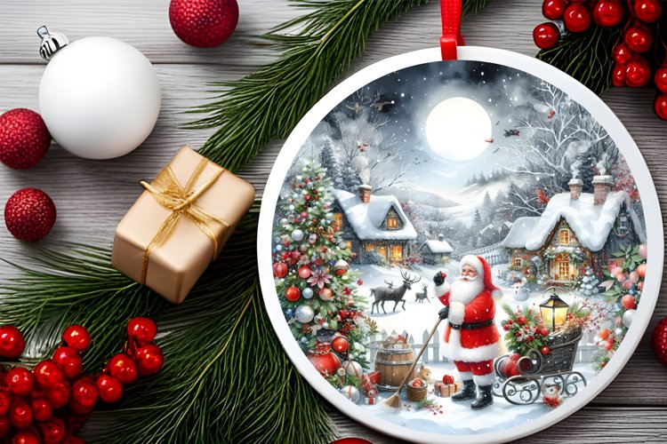 Round Scene Santa Sublimation PNG