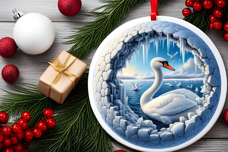 Icy Wall with Smiling Swan Sublimation PNG