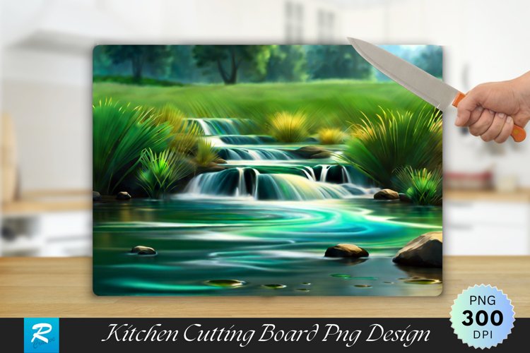 Water Stream Flowing Cutting Board Sublimation Design