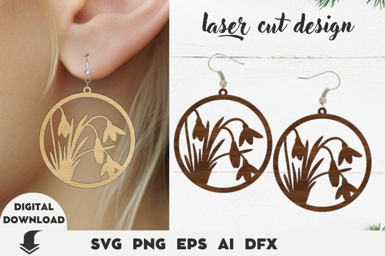 Flower earring Laser cut file, flower earring and (3225590)