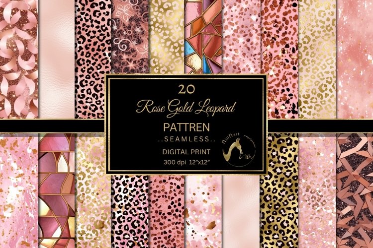 Rose Gold Glitter Leopard Print, Rose Gold Abstract Paper