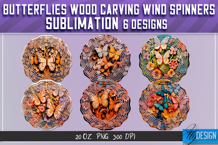 Butterfly Wood Carving Effect Wind Spinners (3161864)