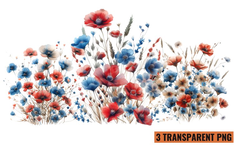 Watercolor Wildflowers Clipart Sublimation, PNG