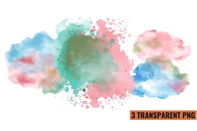 Watercolor Splashes Clipart Sublimation, PNG
