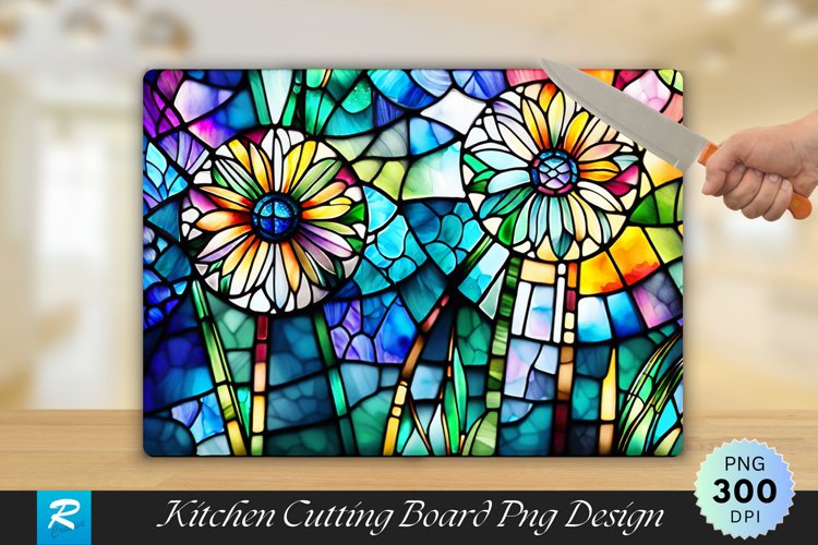 Colorful Stained Glass Cutting Board Sublimation Design