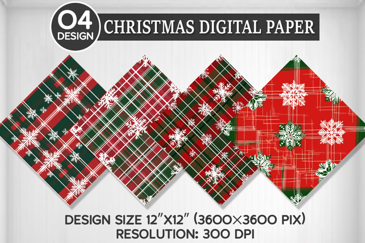Christmas Pattern Digital Paper, Christmas Background