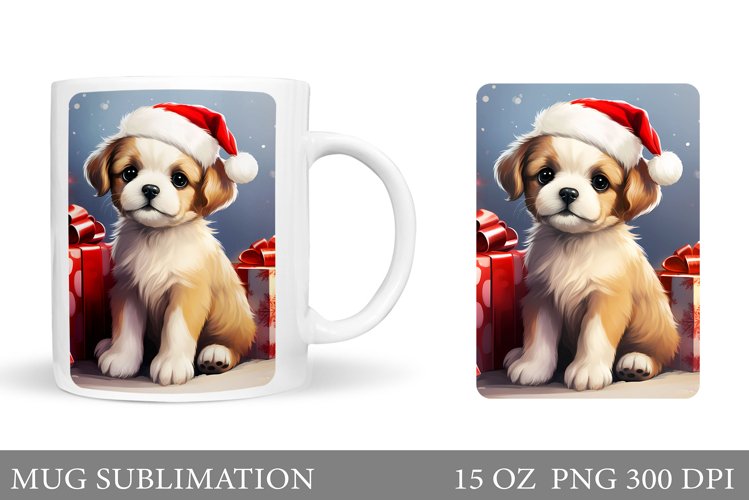 Christmas Dog Mug Design. Cute Dog Mug Sublimation