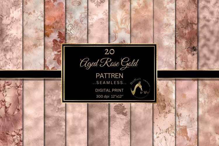 Aged Rose Gold Seamless Paper, Distressed Digital Paper