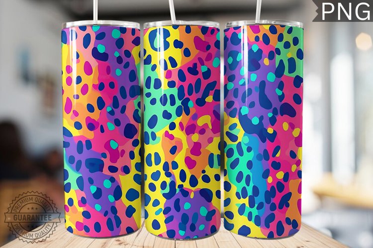 Rainbow Leopard Print Tumbler Wrap - High Quality 300 Dpi