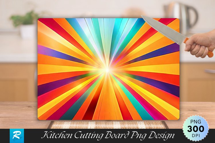 Multicolor Starburst Cutting Board Sublimation Design