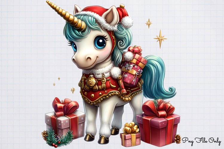 Christmas Unicorns Clipart PNG (4863794)