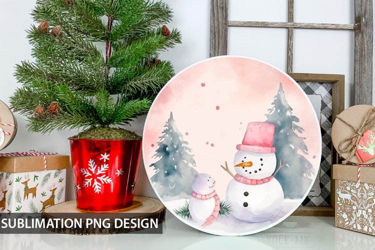 Christmas Snowman Round Sign