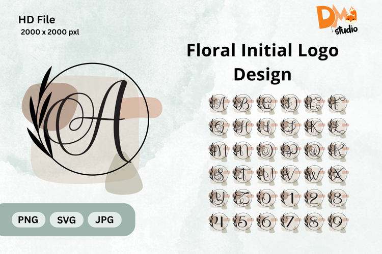 Floral Initial Logo Desain Monogram