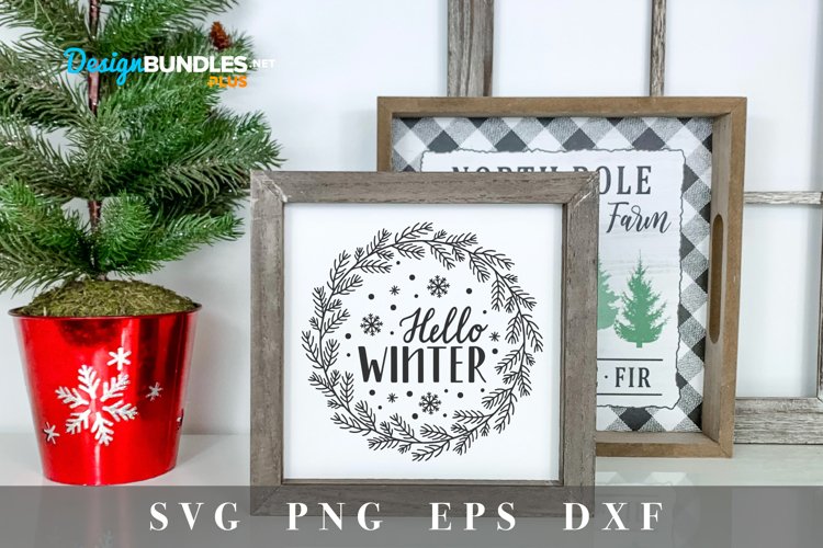 Hello Winter Svg|Christmas Svg|Christmas round sign svg