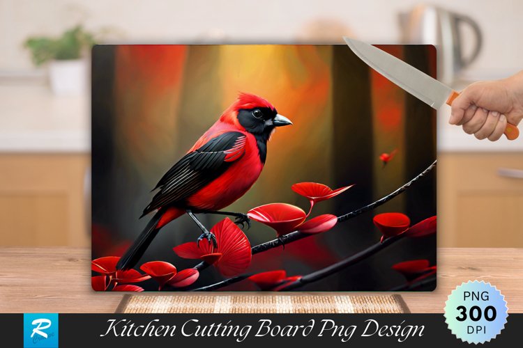 Red And Black Bird Cutting Board Sublimation PNG Design