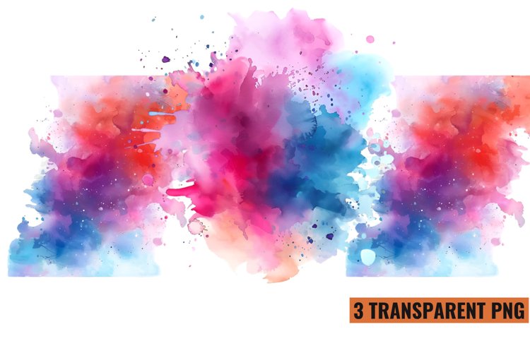 Color Splash Watercolor Clipart, Sublimation, PNG