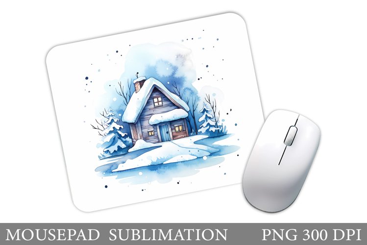 Winter House Mouse Pad Design. Winter Mouse Pad Sublimation