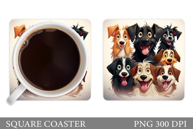 Funny Dogs Coaster Design. Cute Dogs Coaster Sublimation