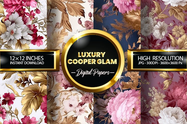 Luxury Cooper Glam Digital Papers - 04 Variations (2994497)