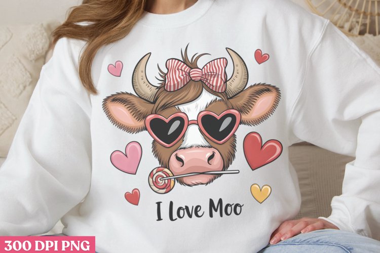 I love moo PNG, Coquette Valentines Day Sublim