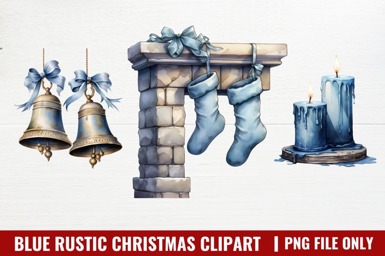 Blue Rustic Christmas Clipart, Rustic Christmas (4334474)