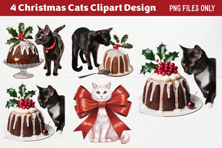 Christmas Cats Clipart PNG (4740949)