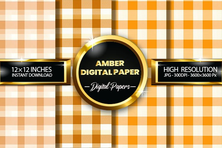 Amber Gingham Digital Papers - 04 Variations (3001122)