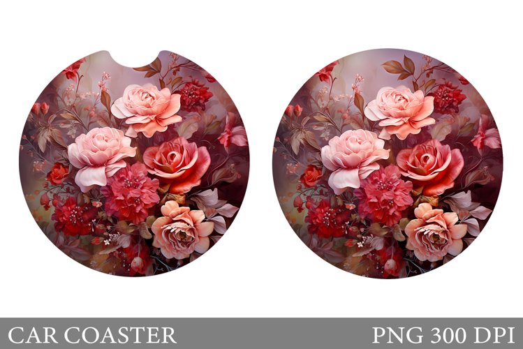 3D Roses Car Coaster. Rose Car Coaster Sublimation