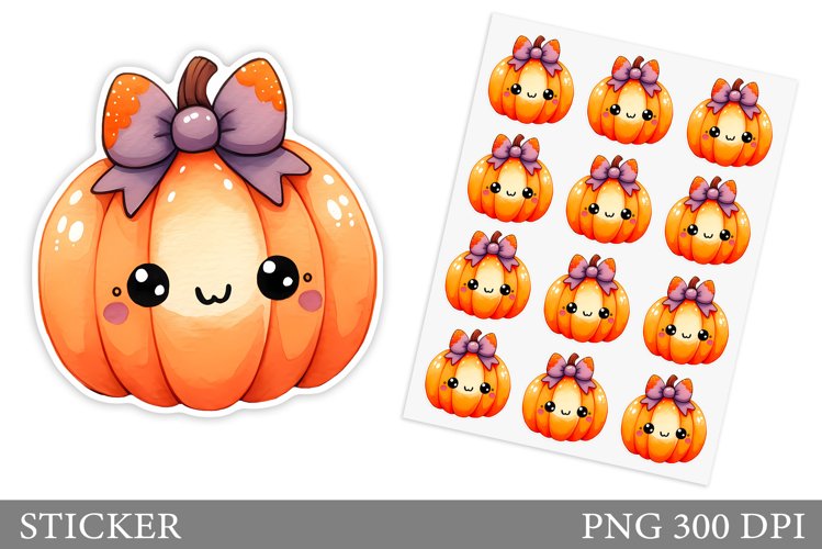 Cute Pumpkin Sticker Template. Cute Halloween (4193212)