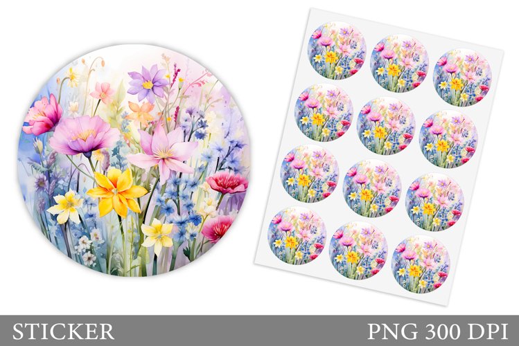 Flowers Sticker Design. Wildflowers Sticker (3359083)
