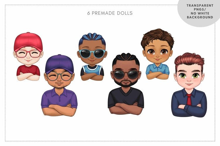 Chibi Style Father and Son Clipart Set for Father's Day