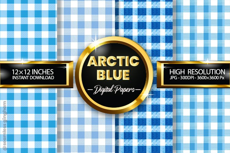 Arctic Blue Gingham Digital Papers 04 Variations (3271024)